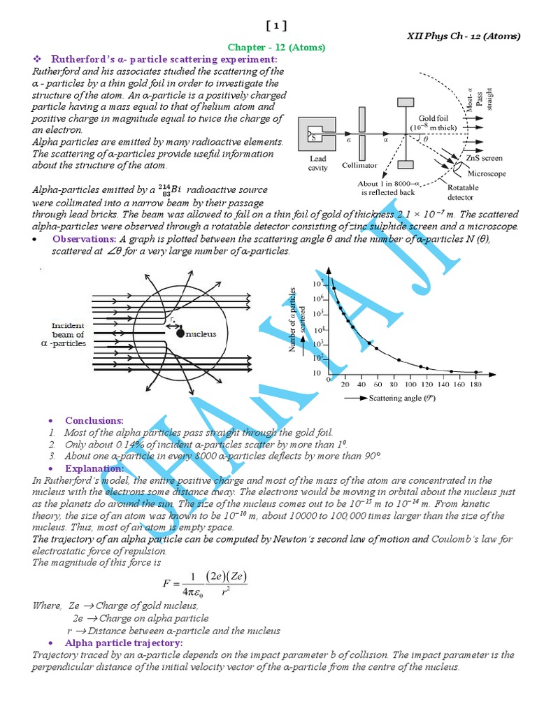 Rutherford's α-particle scattering experiment:: 엠 radioactive source ...