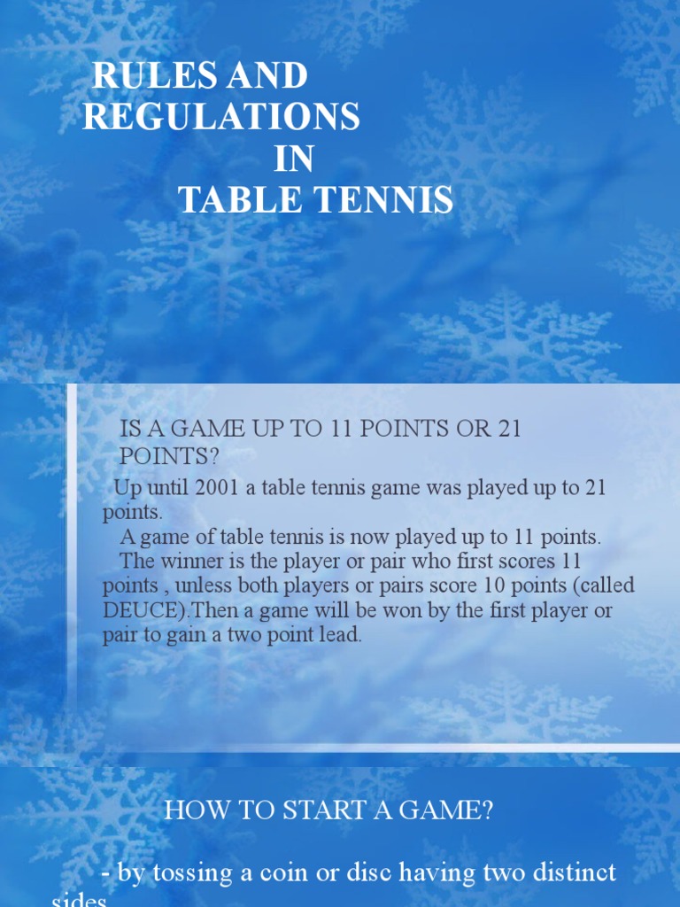 Rules And: Regulations IN Table Tennis | PDF | Table Tennis | Sports ...
