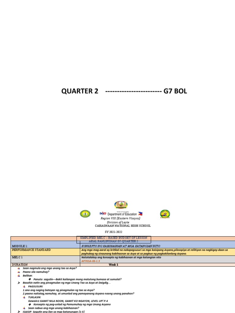 Quarter 2 - G7 Bol | PDF