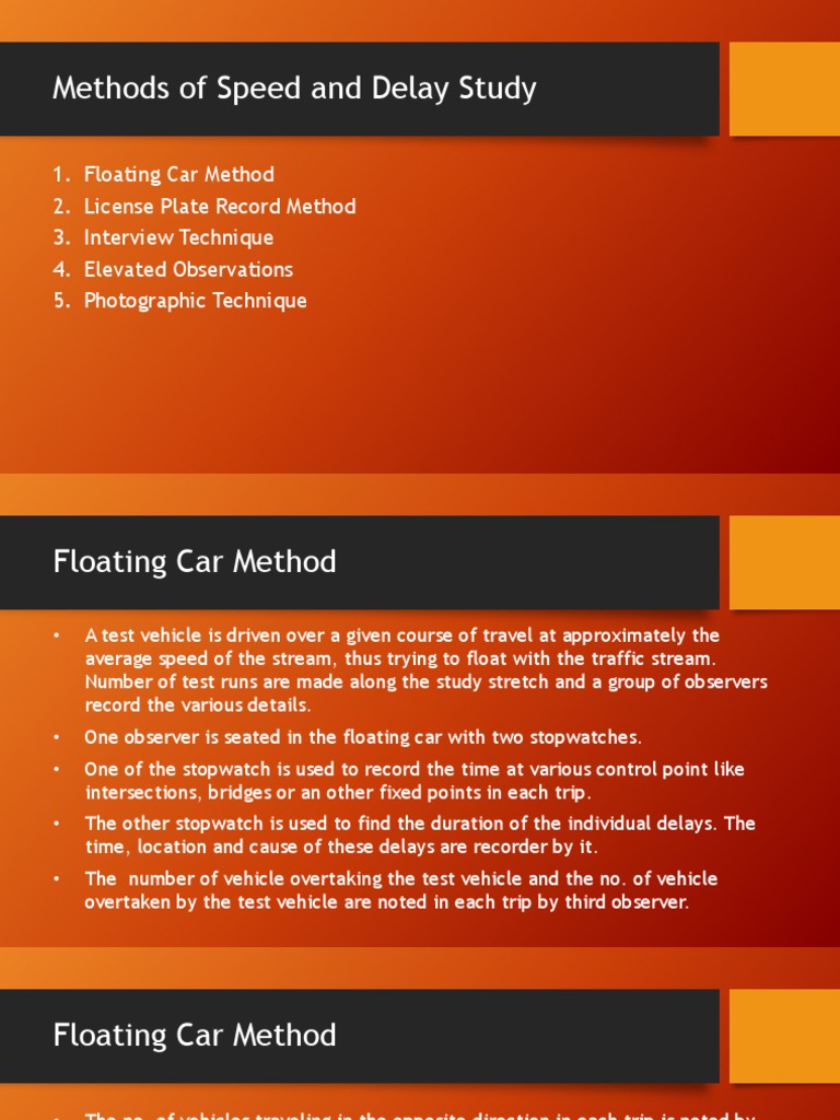 Methods of Speed and Delay Study | PDF | Traffic | Transport