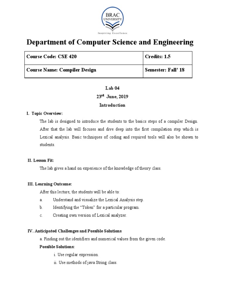 CSE 420 Lab 4 Activity Sheet | PDF | Compiler | Software Development