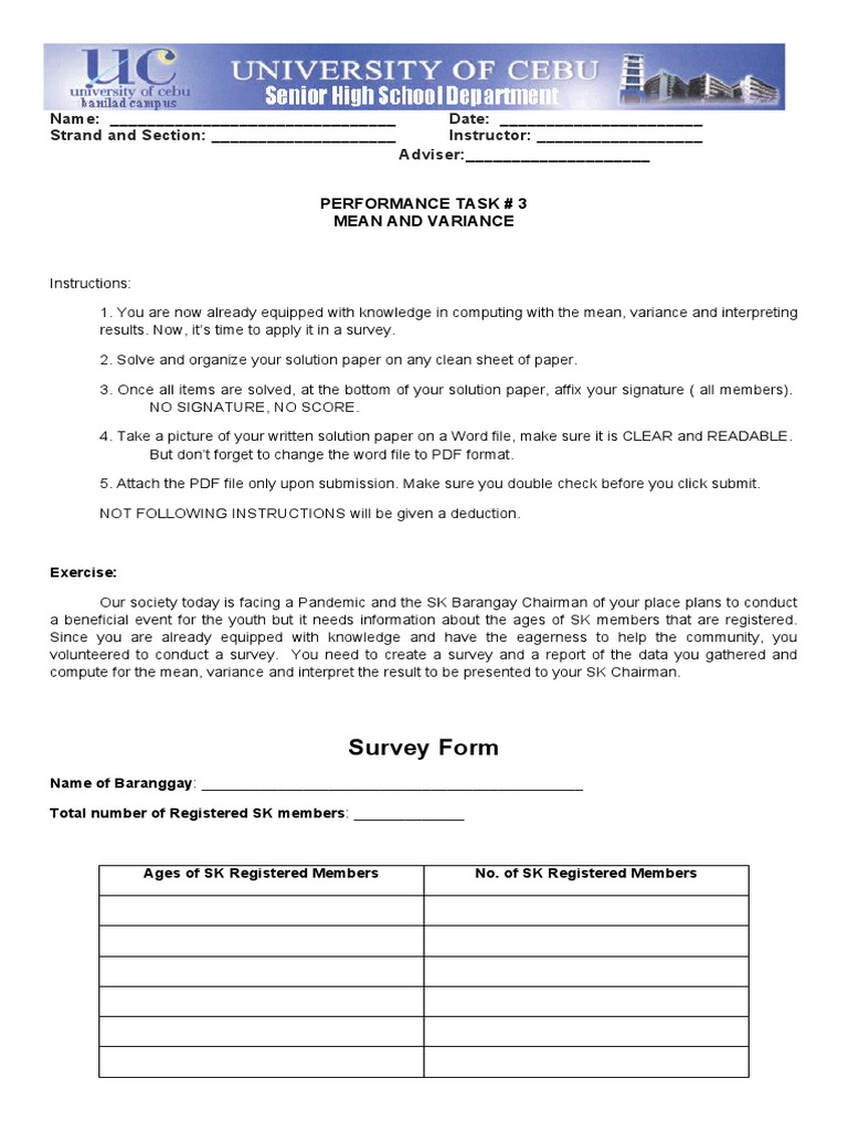 PT 3 (Mean and Variance) | PDF