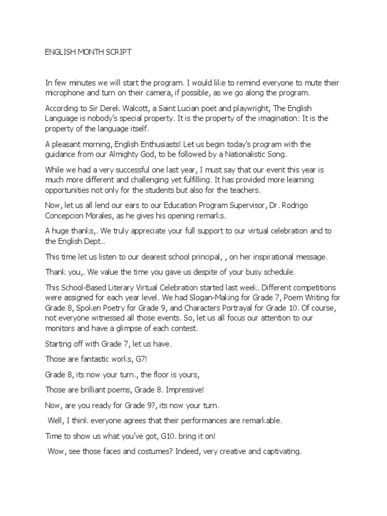 English Month Script | PDF