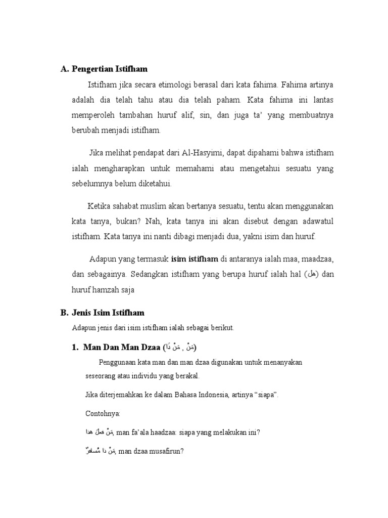 Pengertian dan Jenis Isim Istifham | PDF