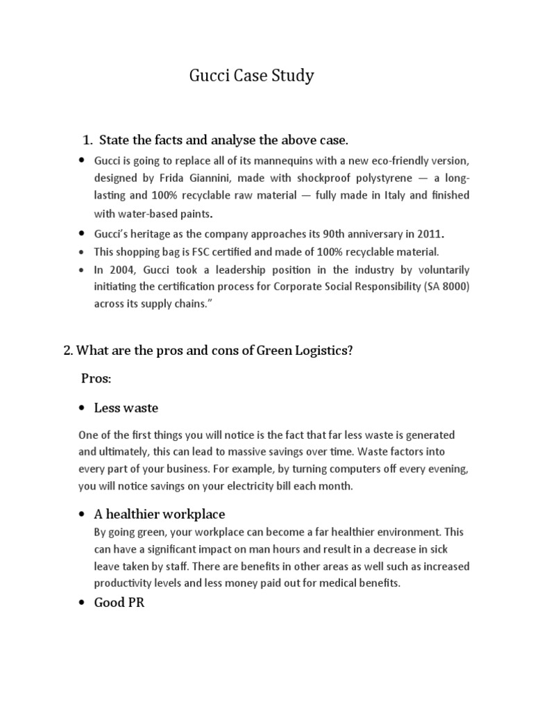 Gucci Case Study | PDF | Logistics | Sustainability