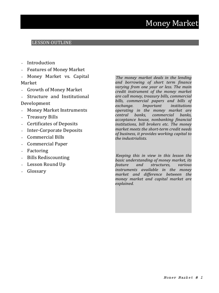 Money Market Note | PDF | Financial Markets | Factoring (Finance)