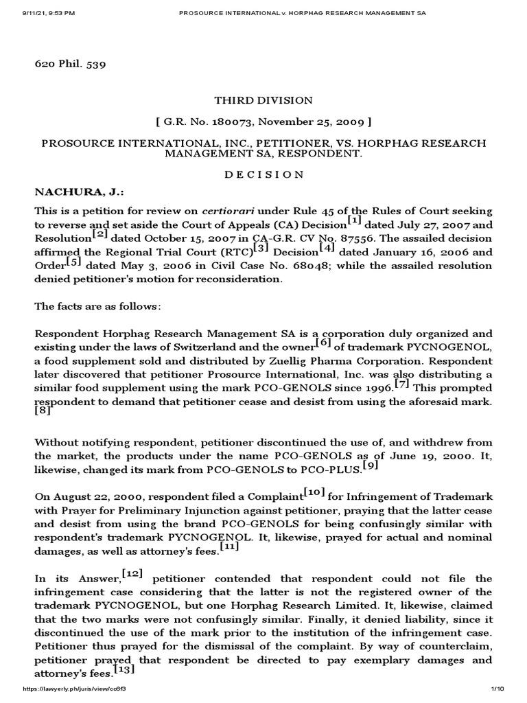 Prosource International v. Horphag Research Management Sa | PDF ...