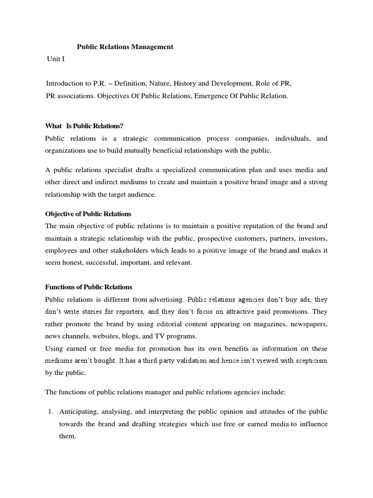 Public Relations Management | PDF | Public Relations | Brand