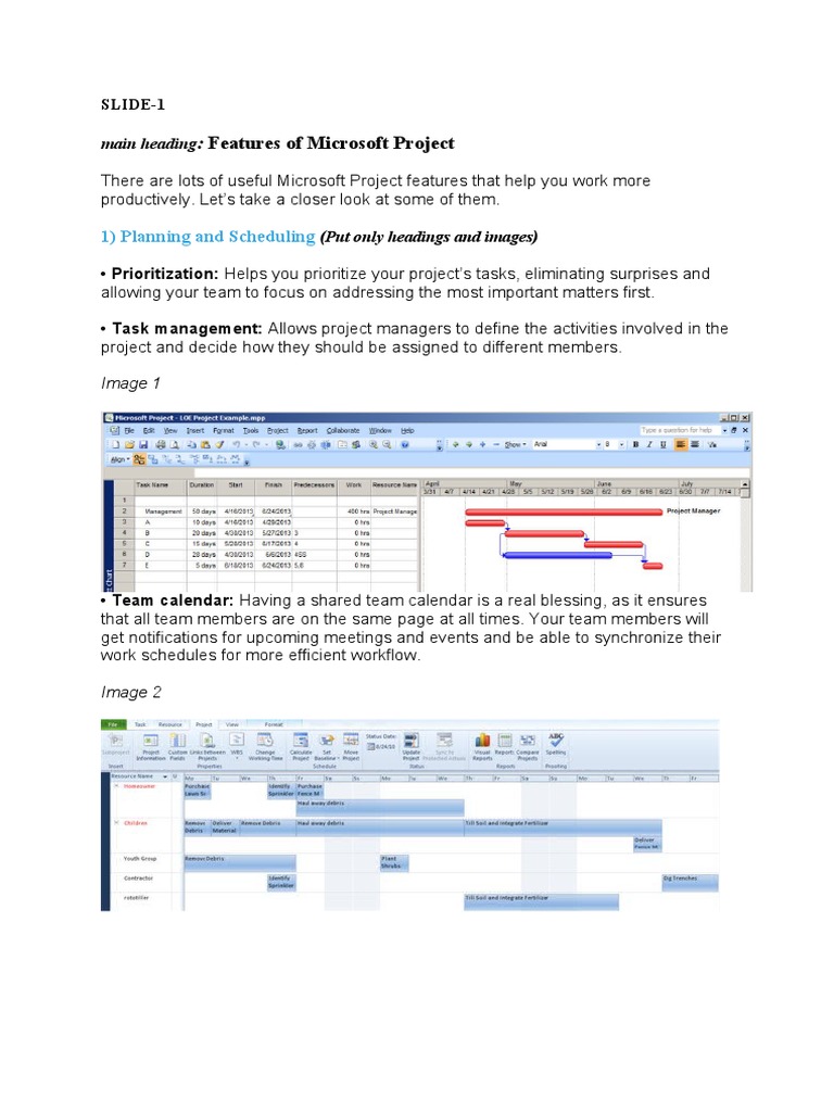 Microsoft Project Features | PDF | Project Management | Resource