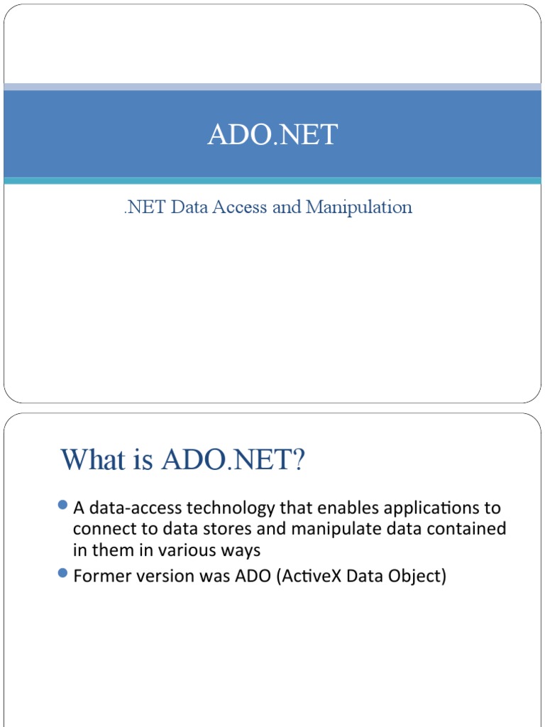 An Overview of ADO.NET Architecture, Objects and Best Practices for ...