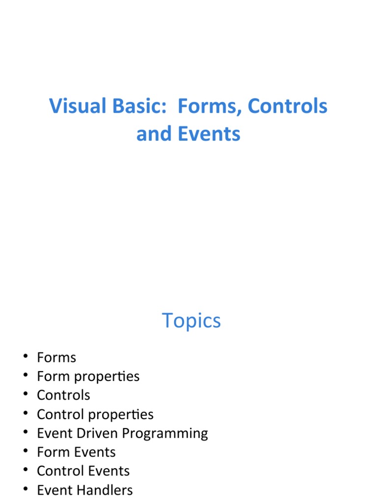Visual Basic Forms Controls And Events Pdf Window Computing Button Computing 1269