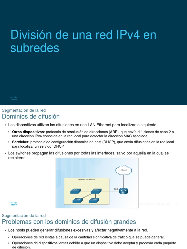 División de Una Red IPv4 en Subredes - Unidad 2 | PDF | Dirección IP ...