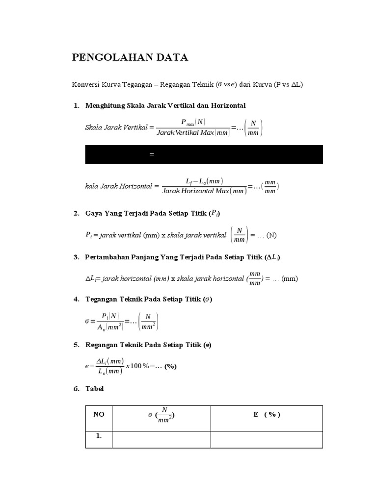 Pengolahan Data Uji Tarik | PDF