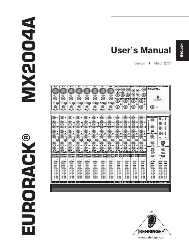 Behringer Eurorack MX2004A Mixer | PDF | Equalization (Audio) | Recording