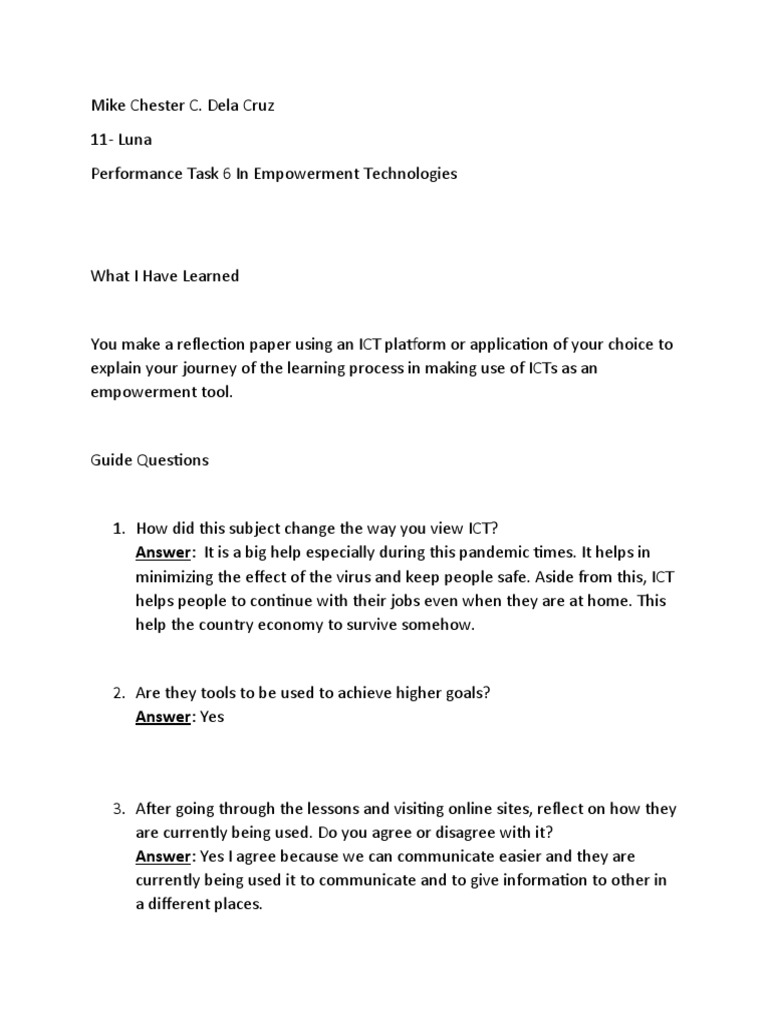Performance Task 6 in Empowerment Technologies | PDF