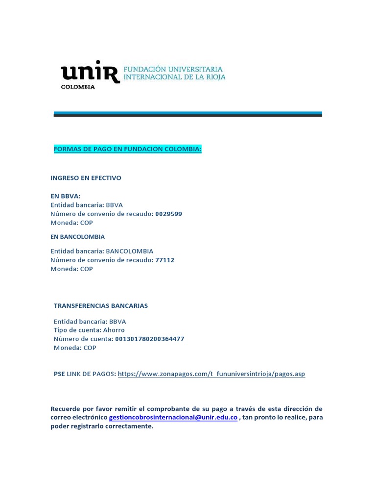 Formas de Pago Funir | PDF