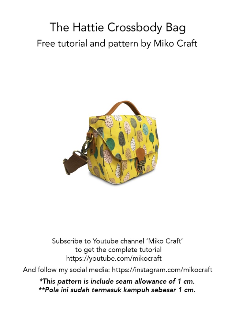 The Hattie Crossbody Bag - Free Pattern and Tutorial by Miko Craft | PDF