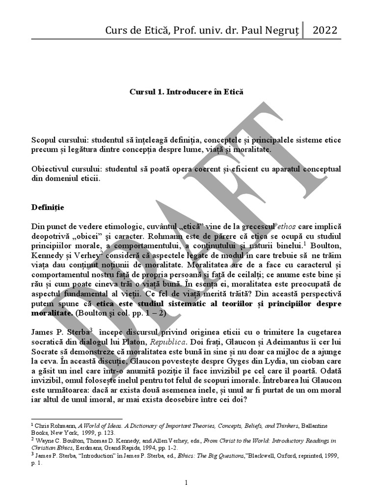 Cursul 1 - Introducere in Etica | PDF