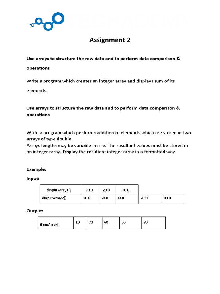 Array Operations Assignment Pdf Integer Computer Science Matrix