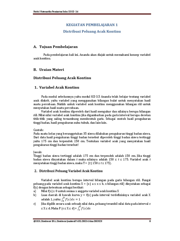 Distribusi Peluang Acak Kontinu | PDF