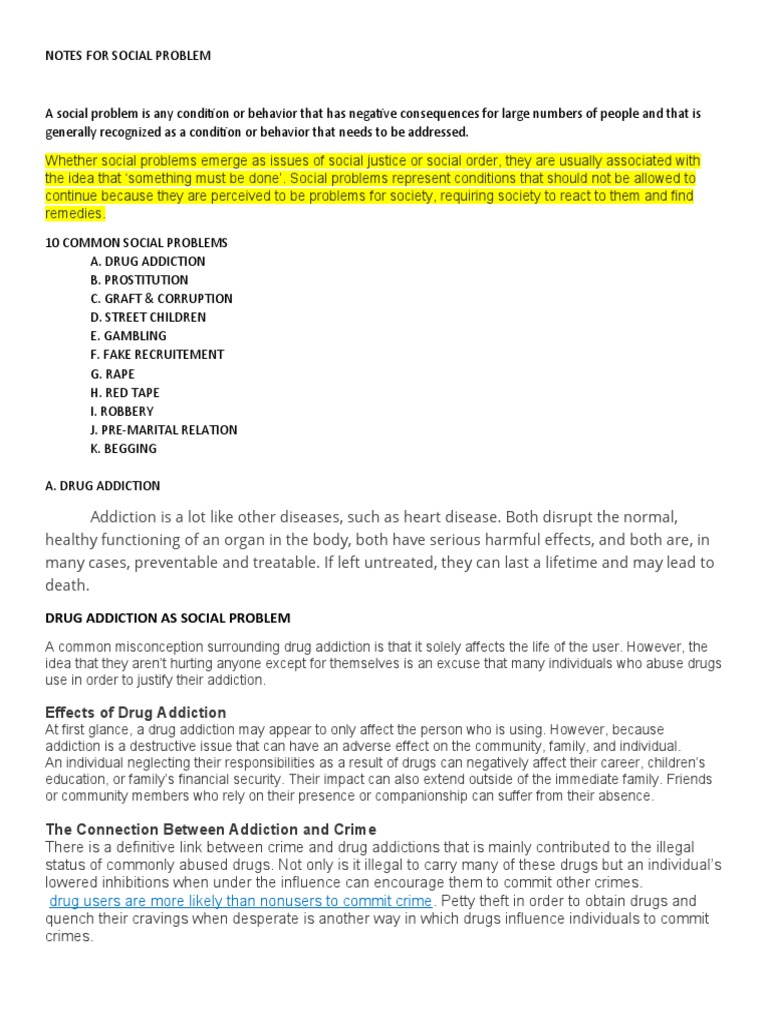 Notes For Social Problem | Download Free PDF | Substance Dependence ...