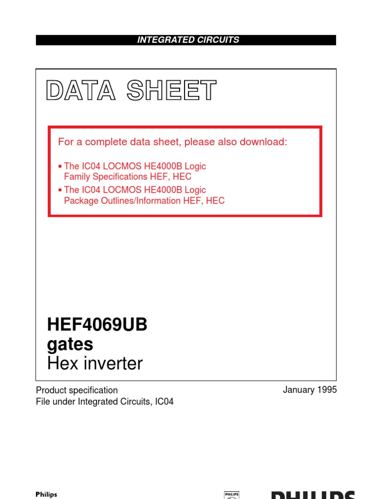 HEF4069UB Hex Inverter Gates Data Sheet | PDF | Electronic Oscillator ...