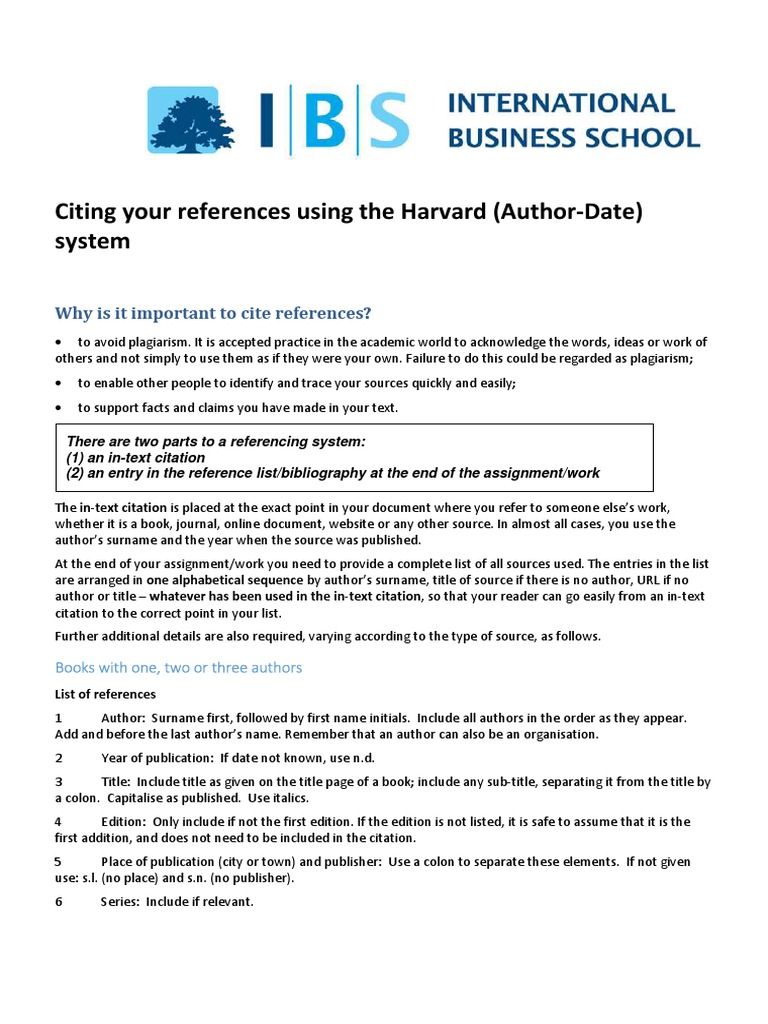 Citing Your References Using The Harvard (Author-Date) System | PDF ...
