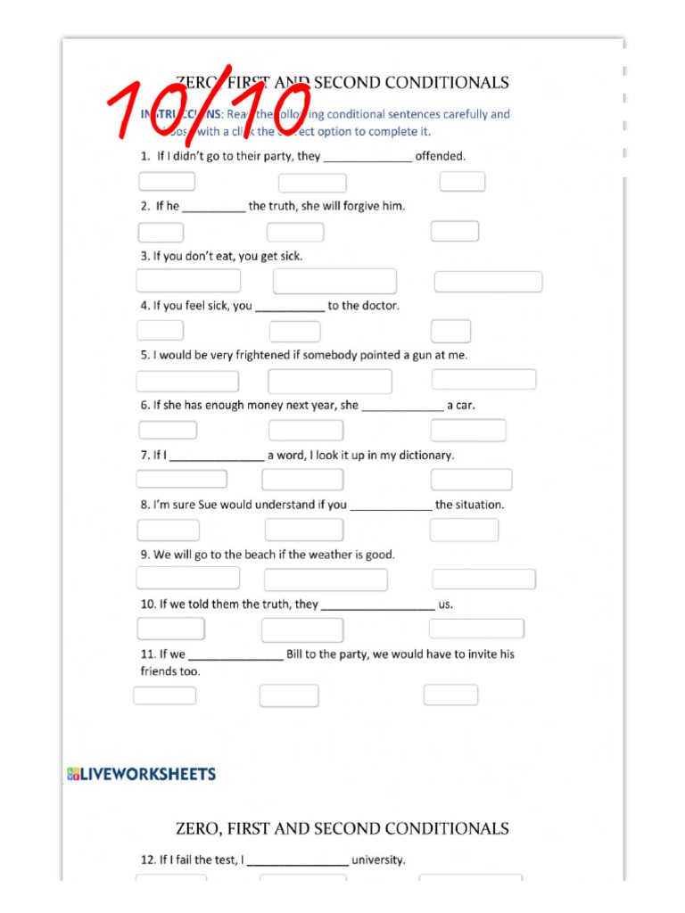 Ejercicio Interactivo de Zero, First and Second Conditional - DAYANA SARAGUAYO 2 PDF | PDF