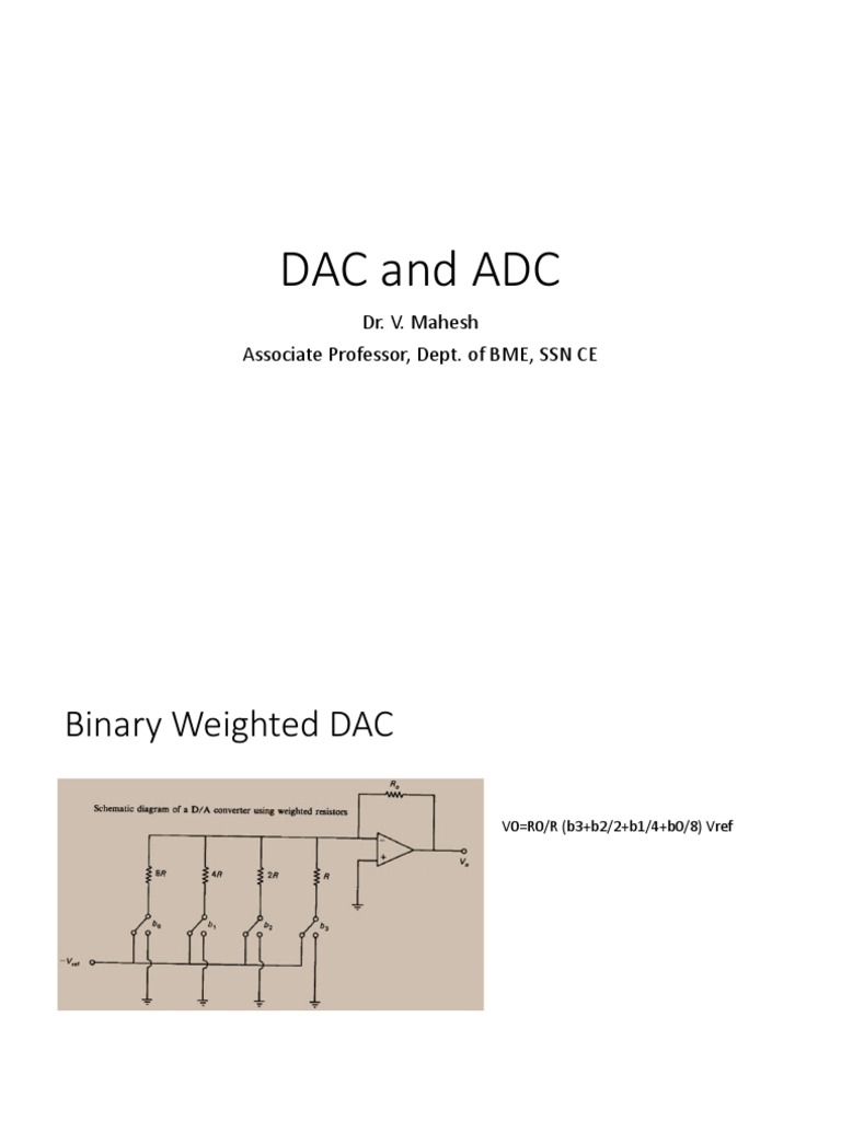 Dac and Adc: Dr. V. Mahesh Associate Professor, Dept. of BME, SSN CE | PDF
