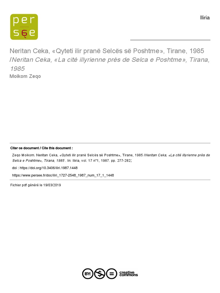 Neritan Ceka, Qyteti Ilir Pranë Selcës Së Poshtme, Tirane, 1985iliri ...