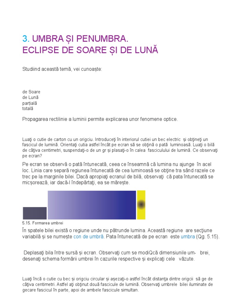 Umbra Si Penumbra. Eclipsele de Soare Si de Luna | PDF