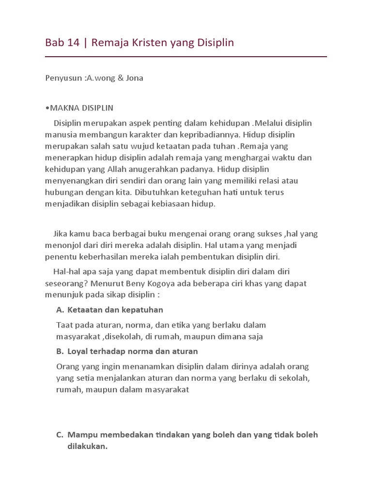 Bab 14 .Remaja Kristen Yang Disiplin | PDF