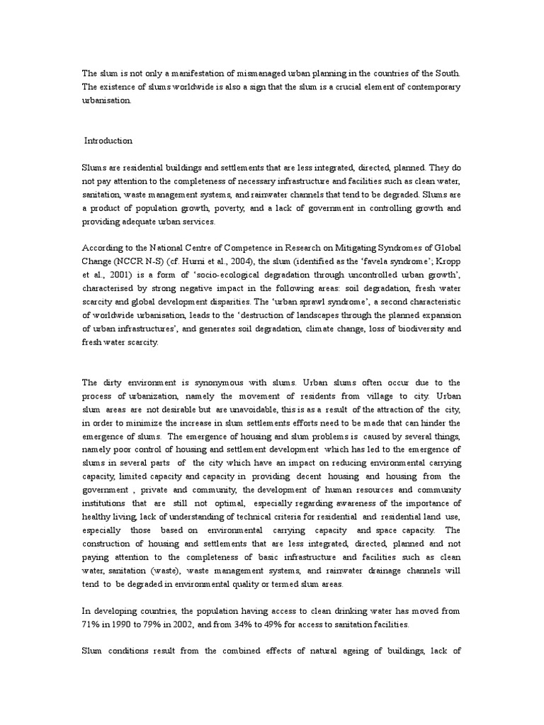 Slums | PDF | Slum | Urbanization