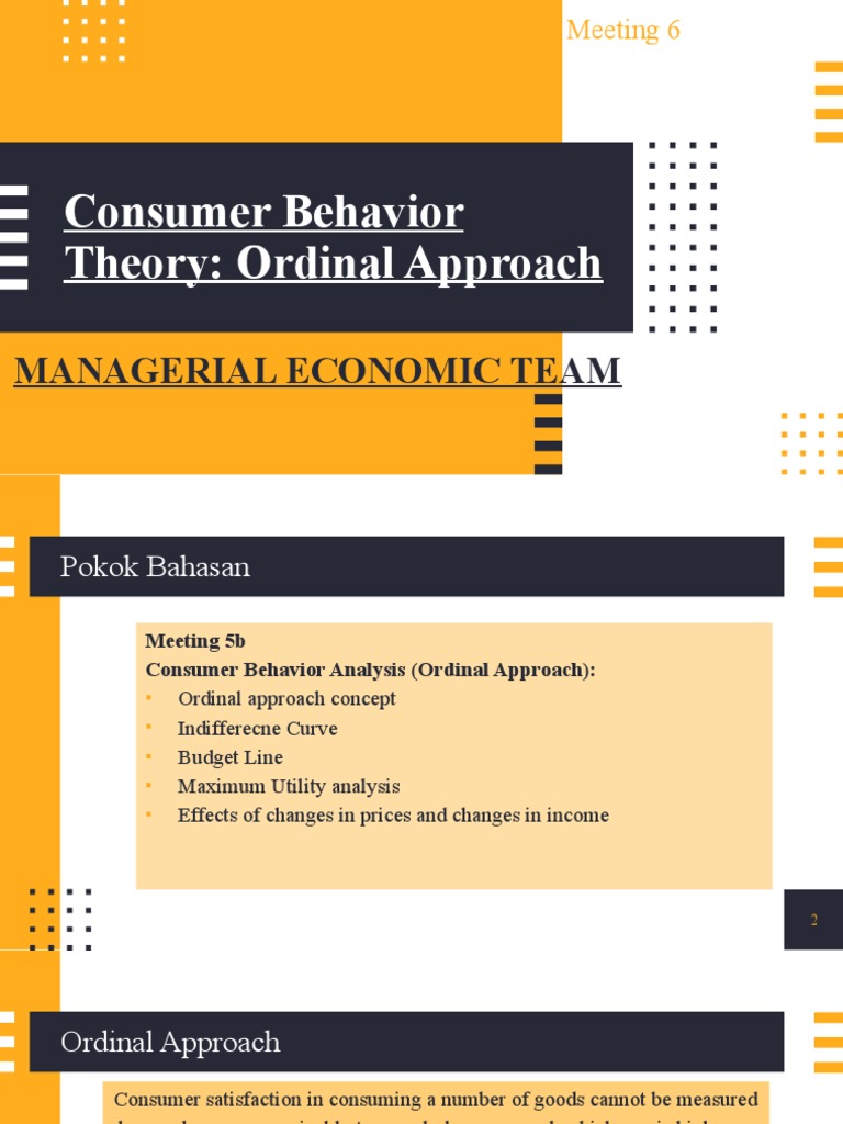 6th. Consumer Behavior Analysis (Ordinal Approach) | PDF | Utility | Consumer Behaviour
