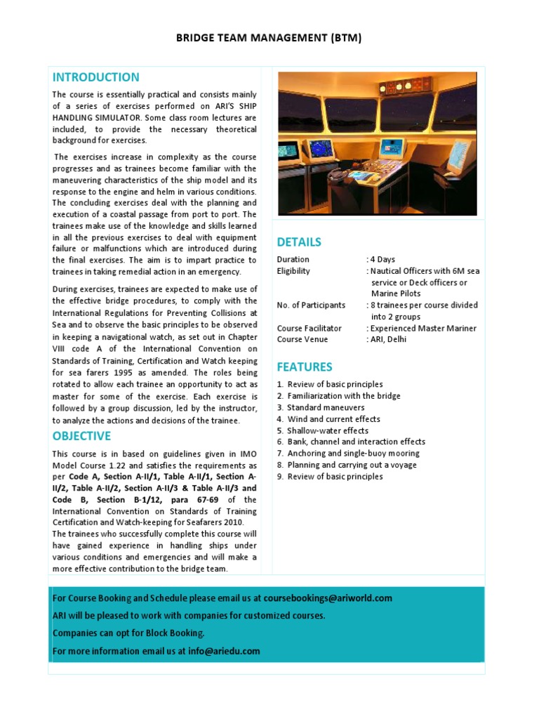 Bridge Team Management (BTM) | PDF | Shipping | Water Transport