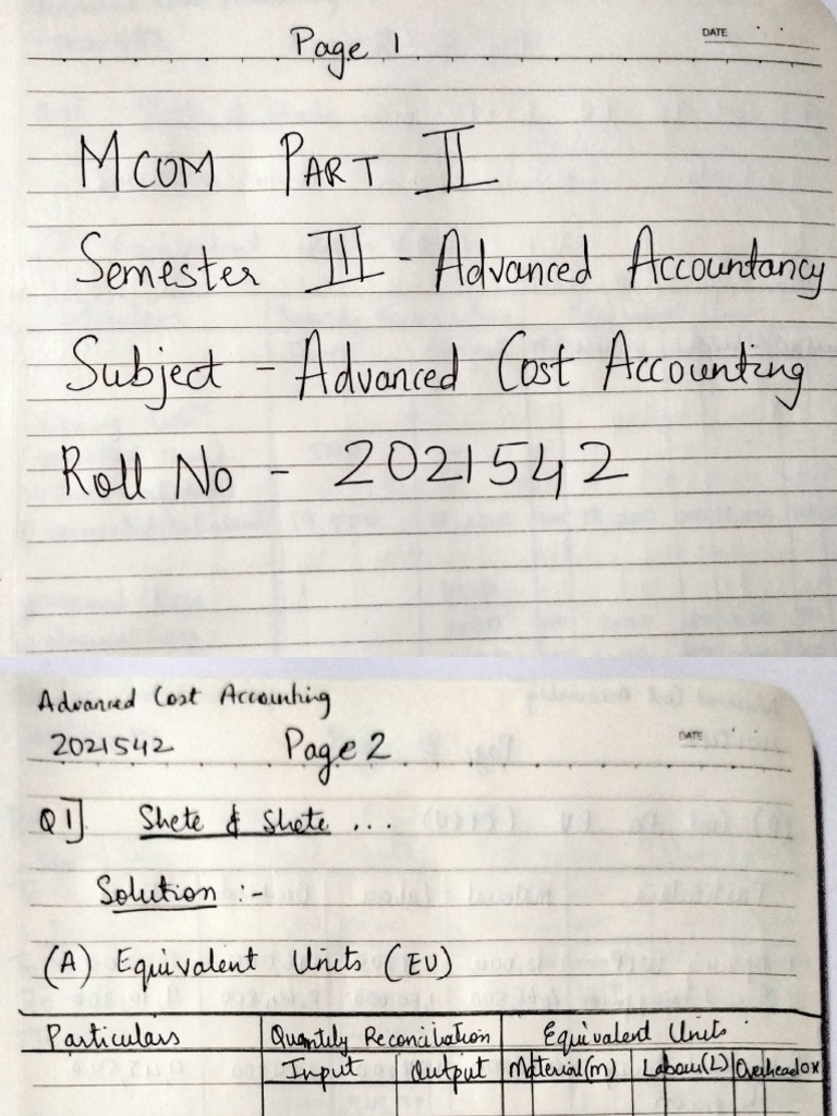 Mcom Part 2 Advanced Accountancy - Advanced Cost Accounting | PDF
