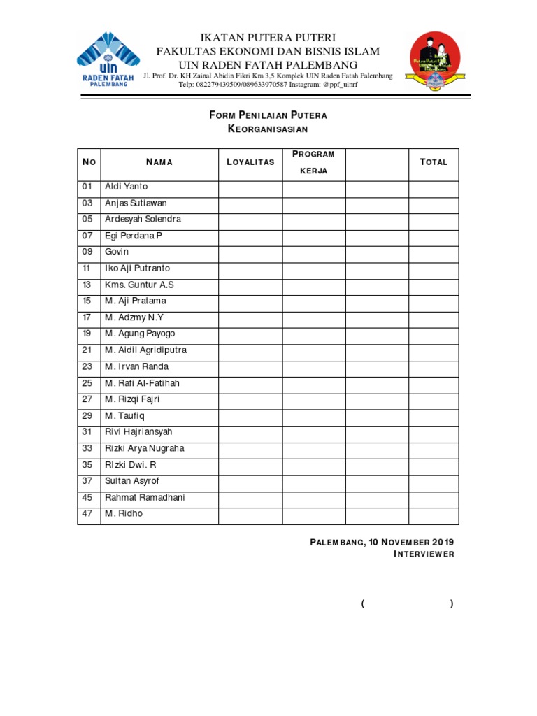 Form Keorganisasian (Print 3 Rangkap) | PDF