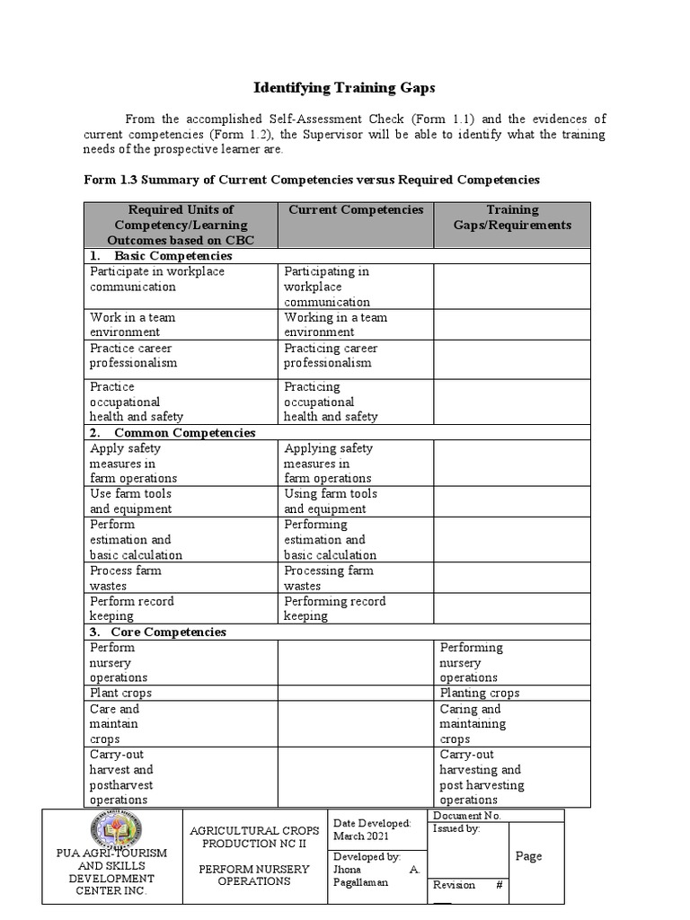 Identifying Training Gaps in Agriculture | PDF | Occupational Safety ...