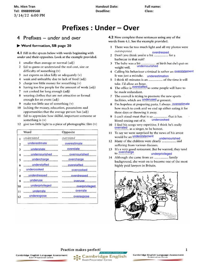 Prefixes: Understanding Under and Over | PDF