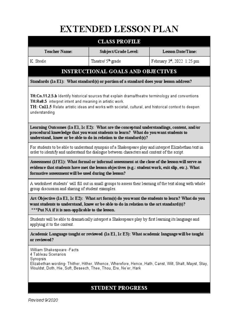 Extended Lesson Plan: Class Profile | PDF | Learning | Individualized ...