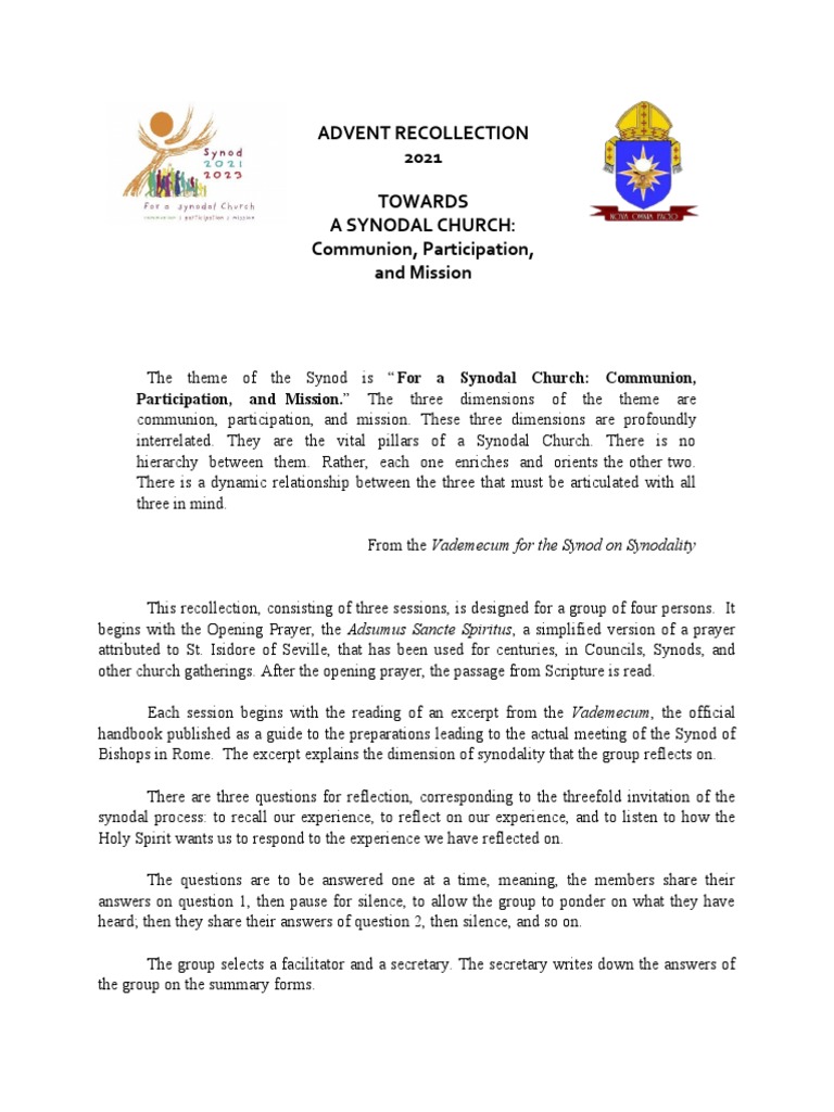 Clergy Advent Recollection 2021 Towards A Synodal Church | Download ...