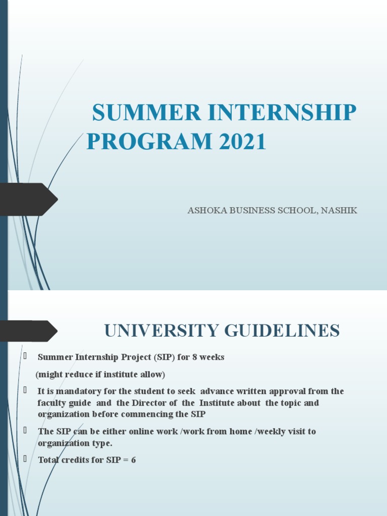 Summer Internship: PROGRAM 2021 | PDF | Evaluation | University