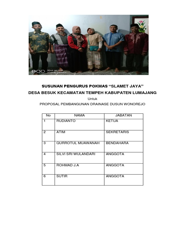 SUSUNAN PENGURUS POKMAS SLAMET JAYA DESA BESUK - TEMPEH - LUMAJANG ...