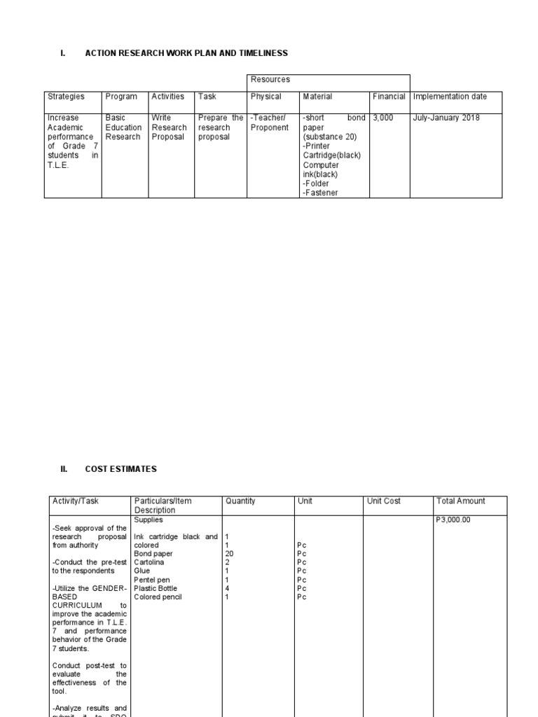 Action Research Work Plan and Timeliness | PDF