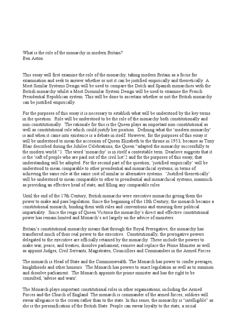 What Is The Role of The Monarchy in Modern Britain? | PDF