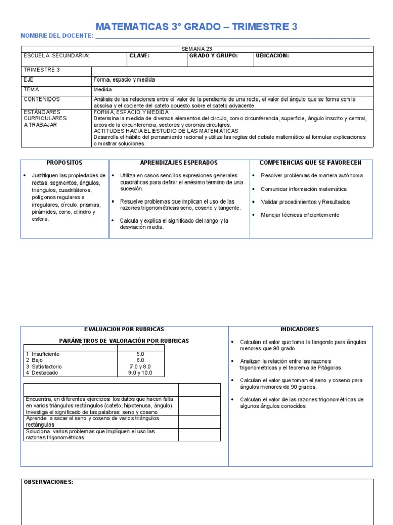 Matemáticas 3° Grado - Trimestre 3 - Semana 23 | PDF | Funciones ...