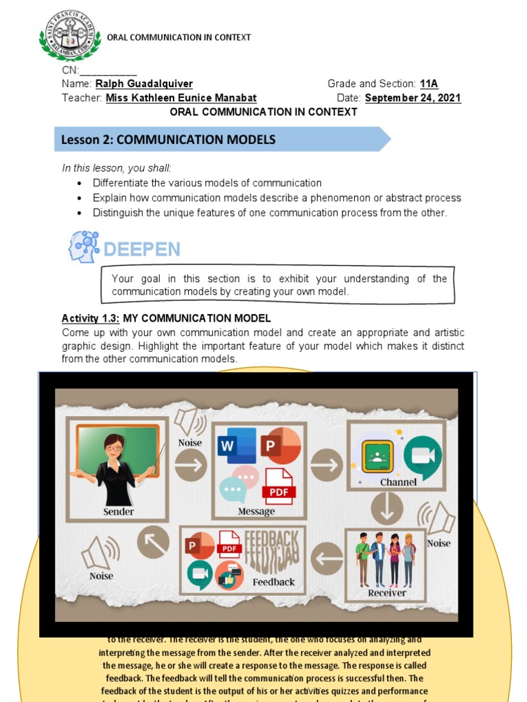 Q1 Oralcom11 Lesson2 Deepen | PDF