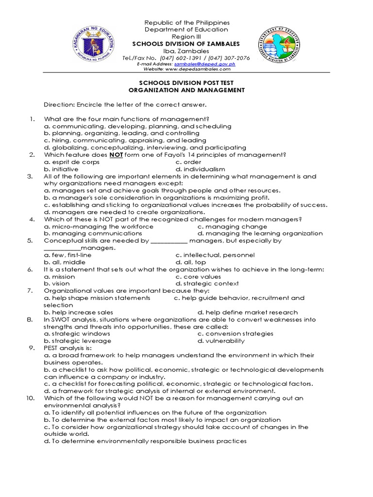 Organization and Management | PDF | Human Resources | Organizational ...