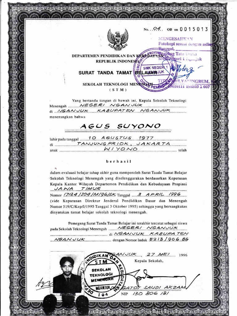 Ijazah STM Colomadu | PDF