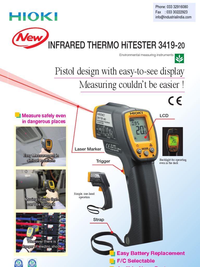 HIOKI Infrared Thermometer 3419 20 | PDF | Infrared | Manufactured Goods